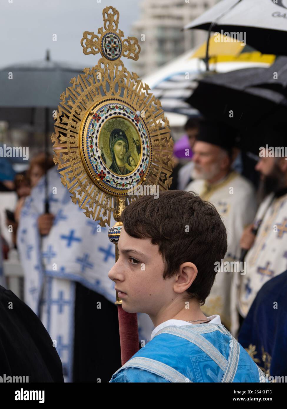 An alter boy seen during the ceremony. The traditional Greek Orthodox ...