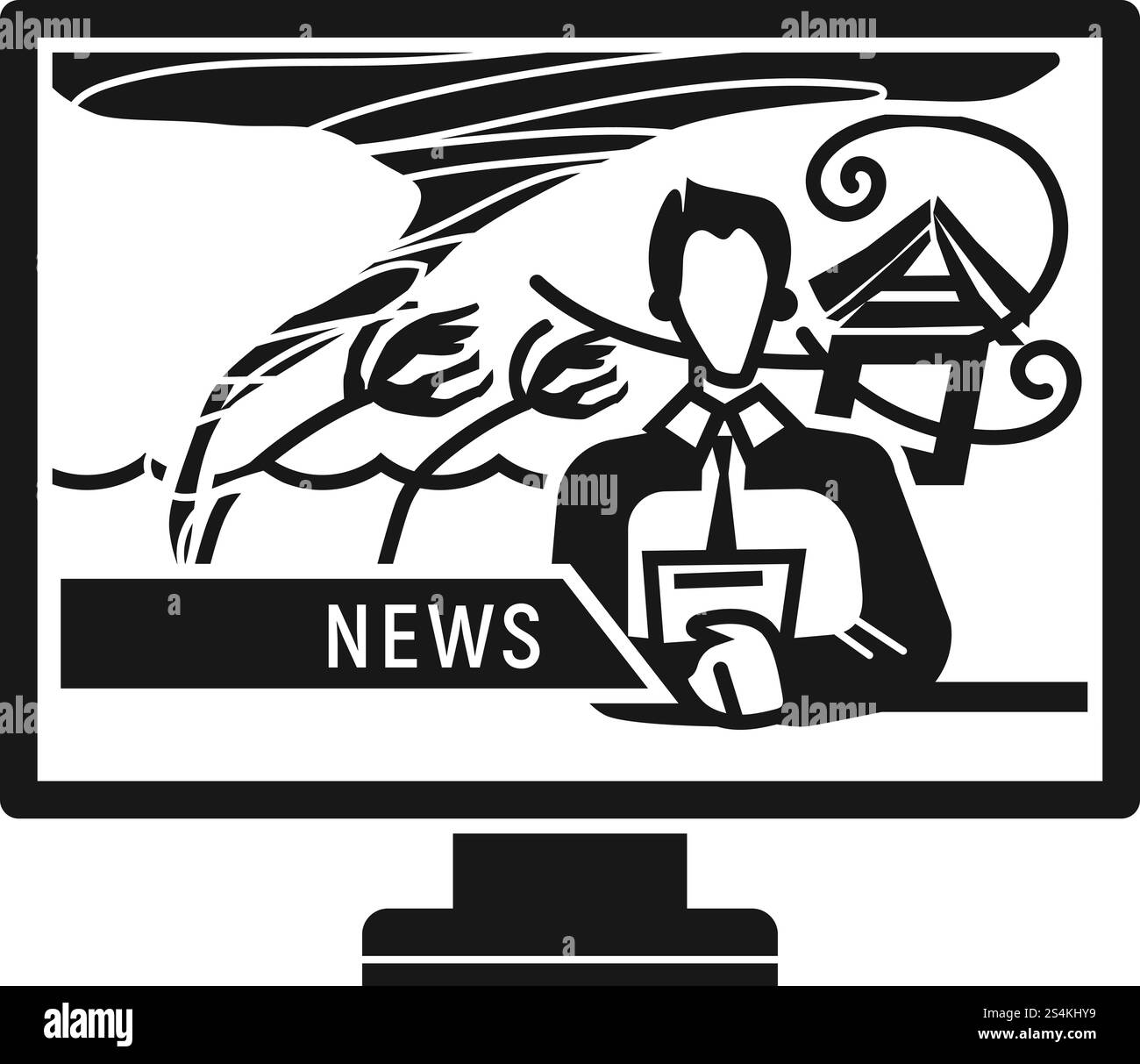 TV weather forecast icon. Simple illustration of TV weather forecast ...