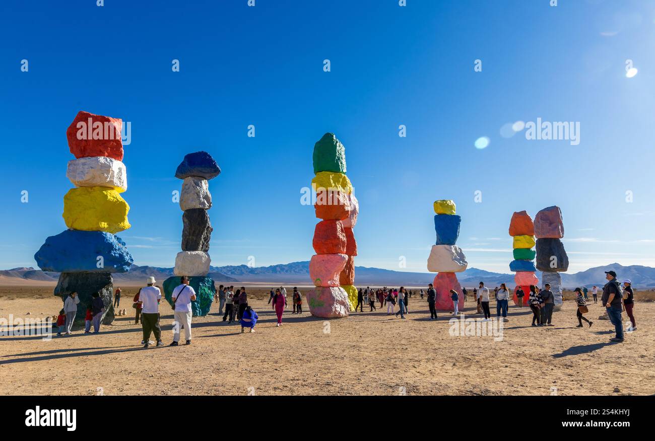 Las Vegas, Nevada - December 31, 2024: Seven Magic Mountains art ...
