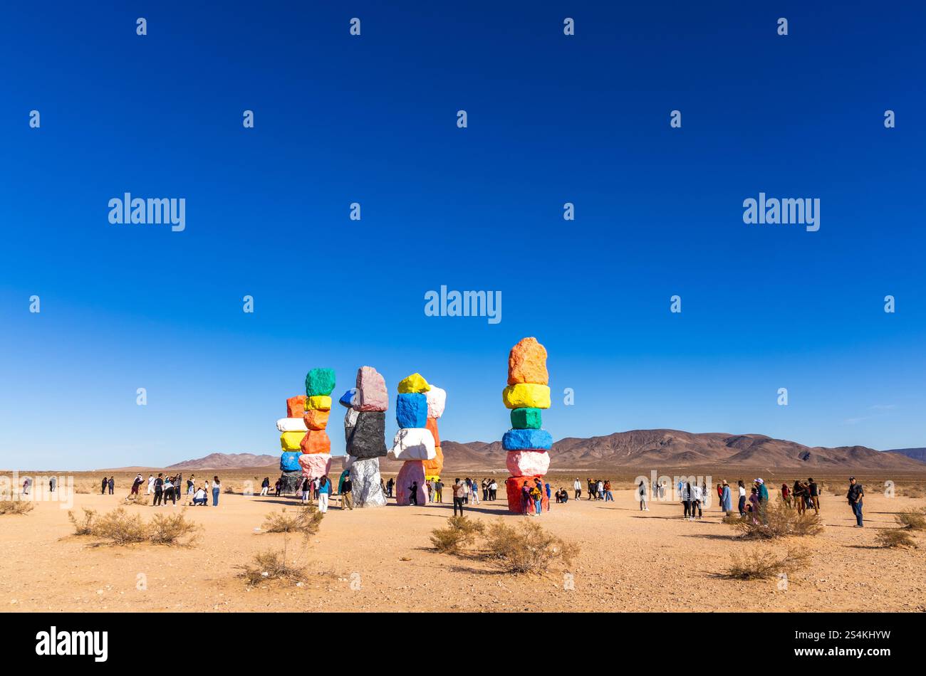 Las Vegas, Nevada - December 31, 2024: Seven Magic Mountains art ...