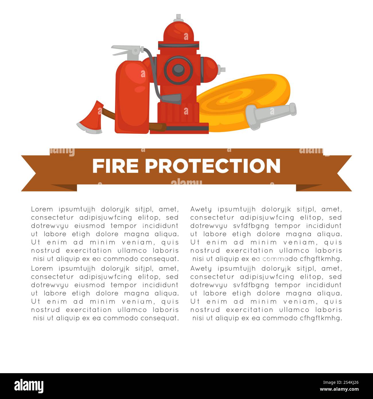 Fire protection promotional poster with special equipment set. Sharp ...
