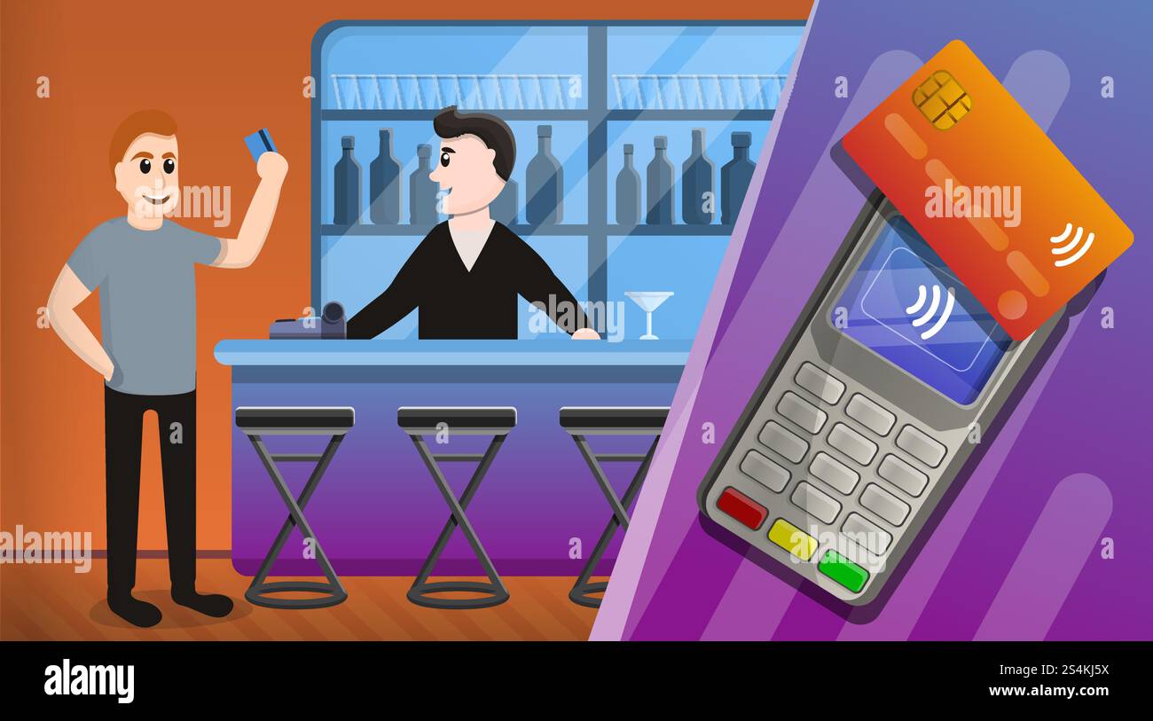 Nfc technology concept background. Cartoon illustration of nfc ...