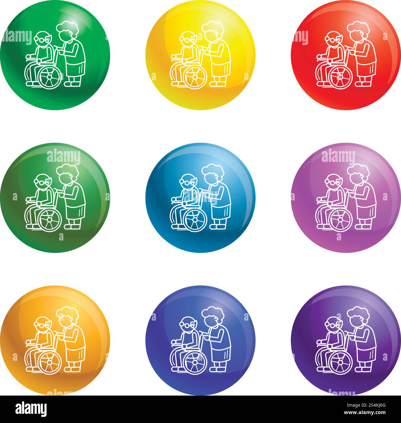 Old person in wheel chair concept background. Outline old person in wheel chair vector concept ...