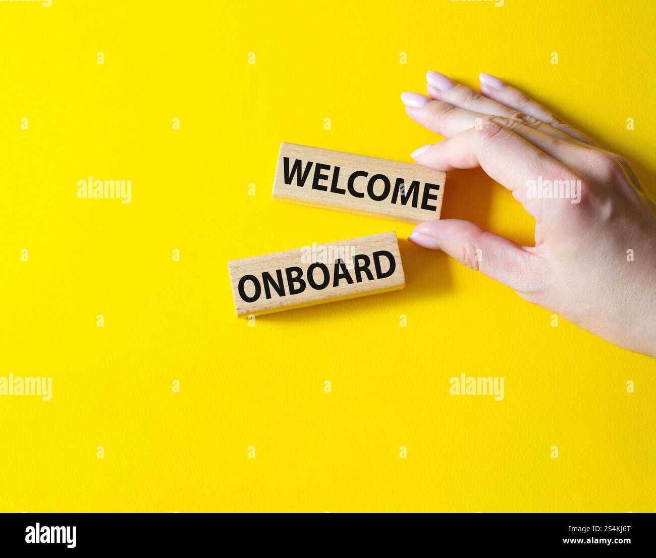 Welcome onboard symbol. Concept words Welcome onboard on wooden blocks ...