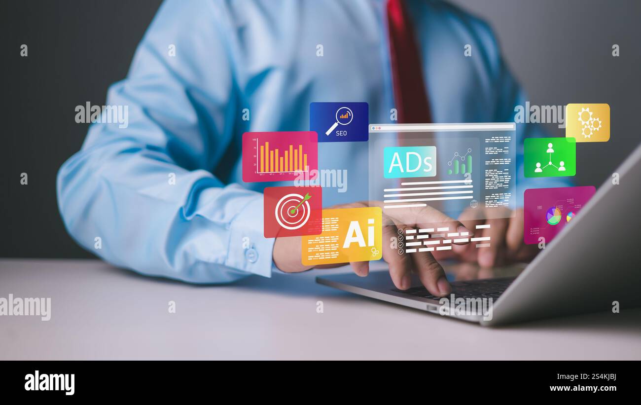 Ad, Product ads, Market, Online advertising concept Internet ...