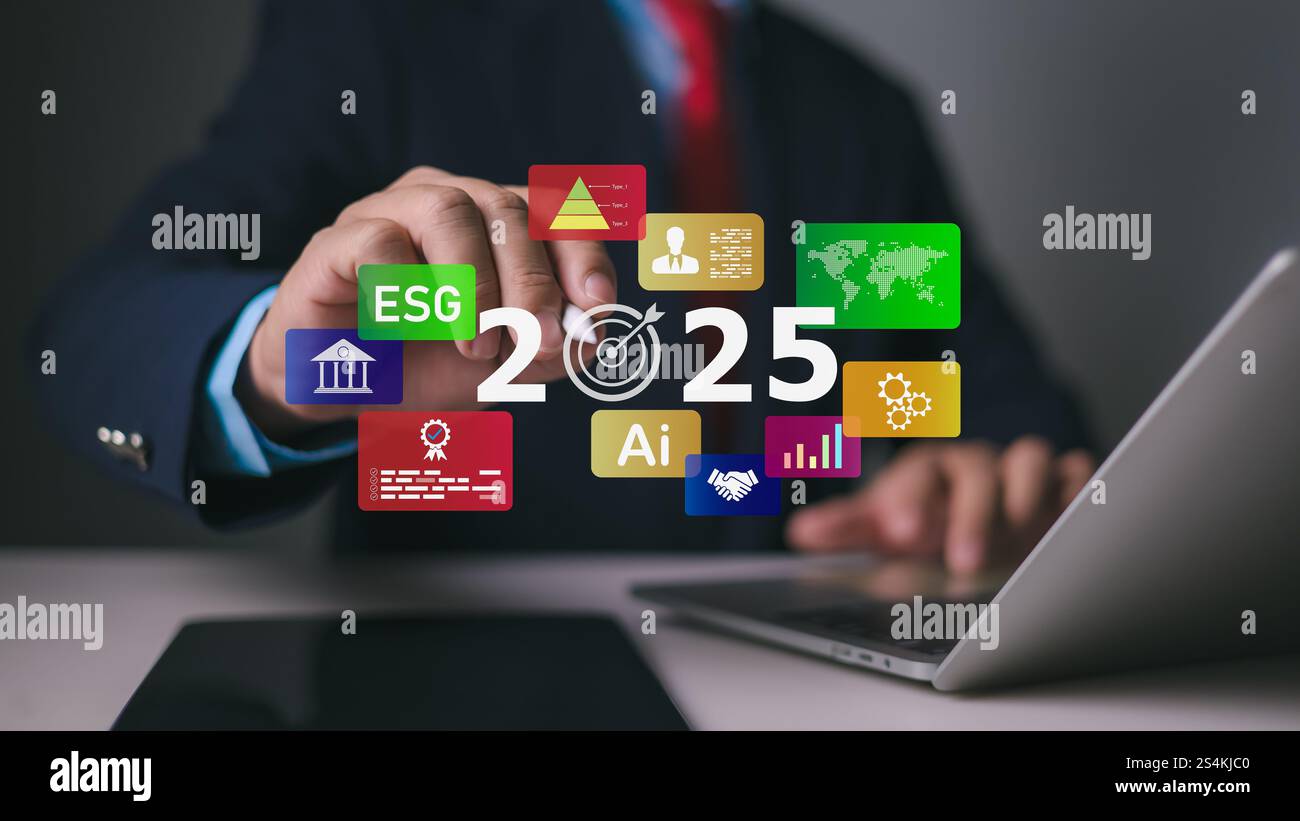 2025 Goal action plan, Business plan, ai, future, teamwork and trend ...