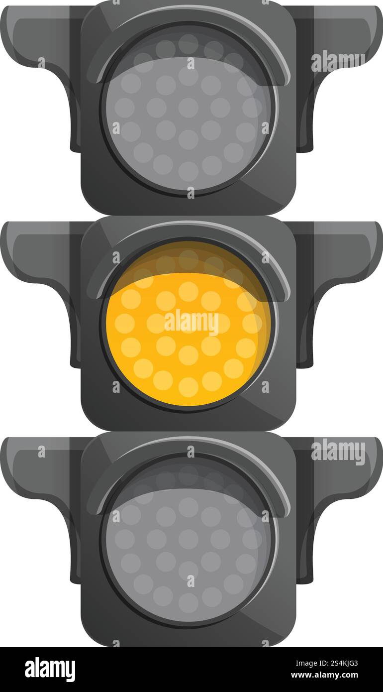 Crossroad semaphore yellow light icon. Cartoon of crossroad semaphore ...