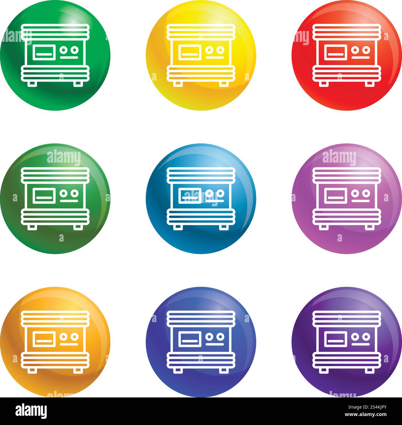 Electric battery charger icons vector 9 color set isolated on white ...