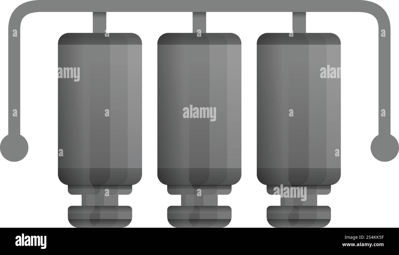 Three stage water filtration icon. Cartoon of three stage water ...