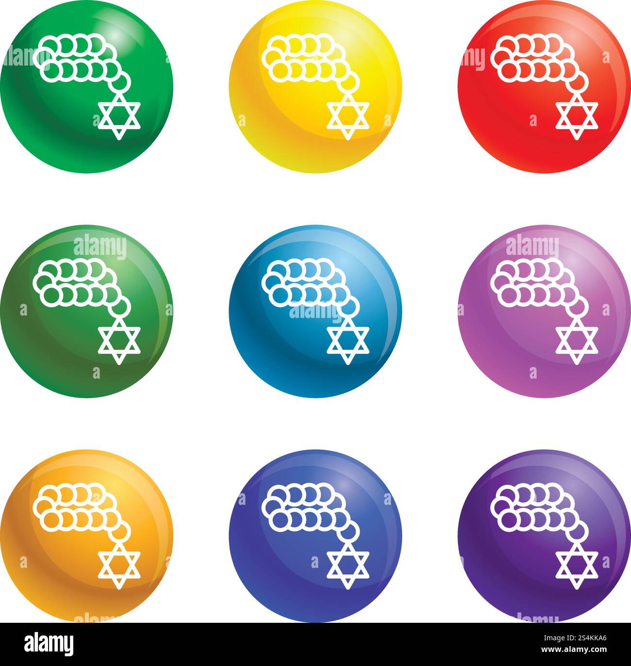 Jewish beads icons vector 9 color set isolated on white background for ...