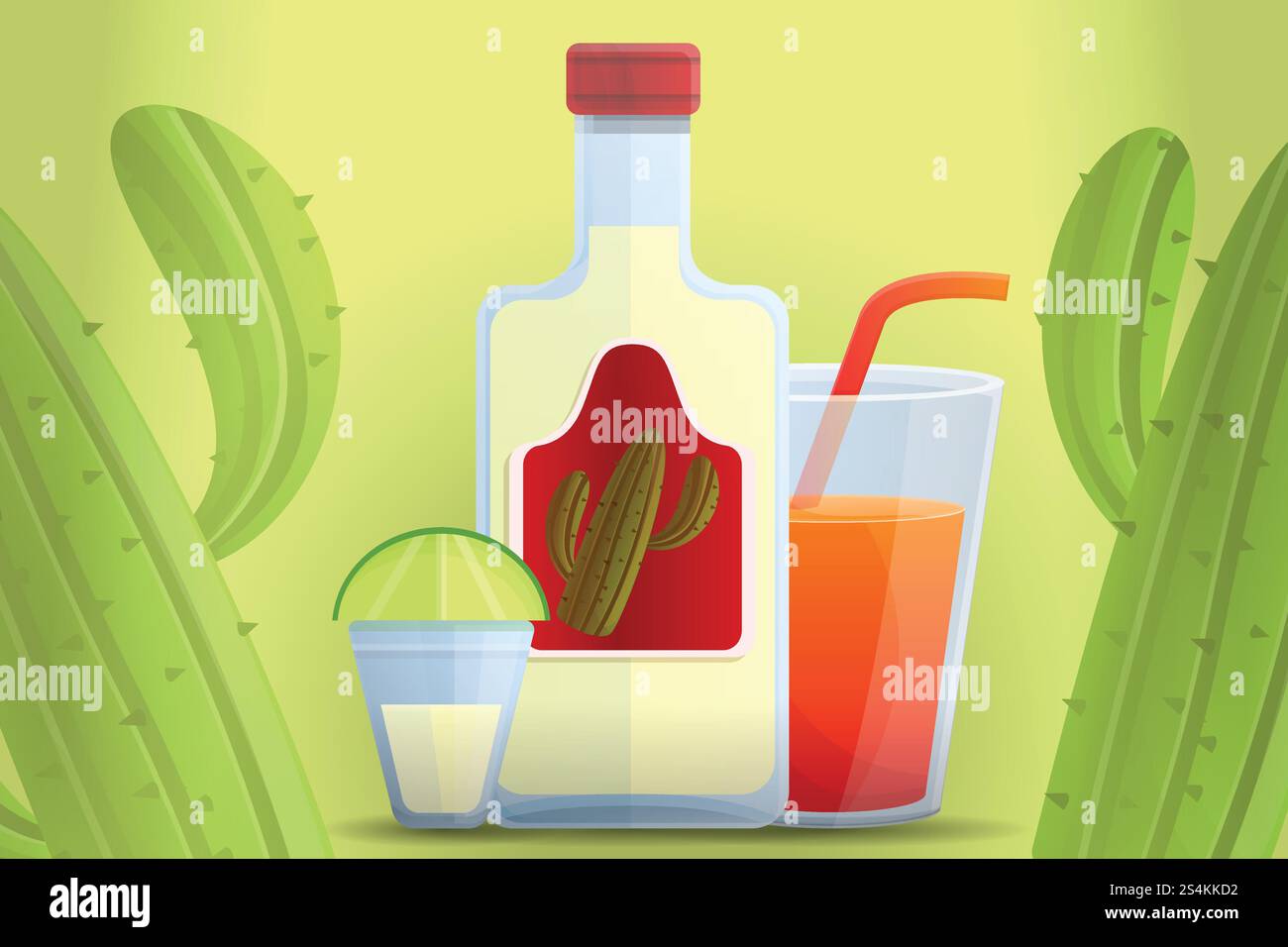 Mexican tequila concept banner. Cartoon illustration of mexican tequila ...