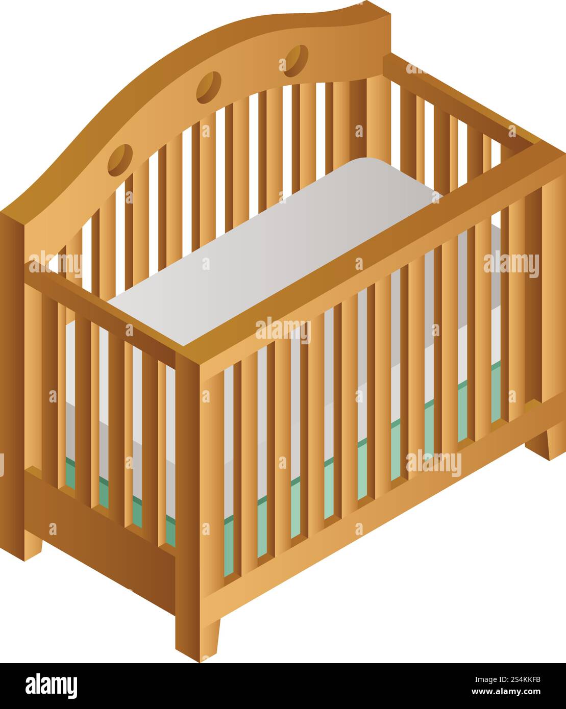 Wood baby crib icon. Isometric of wood baby crib vector icon for web ...
