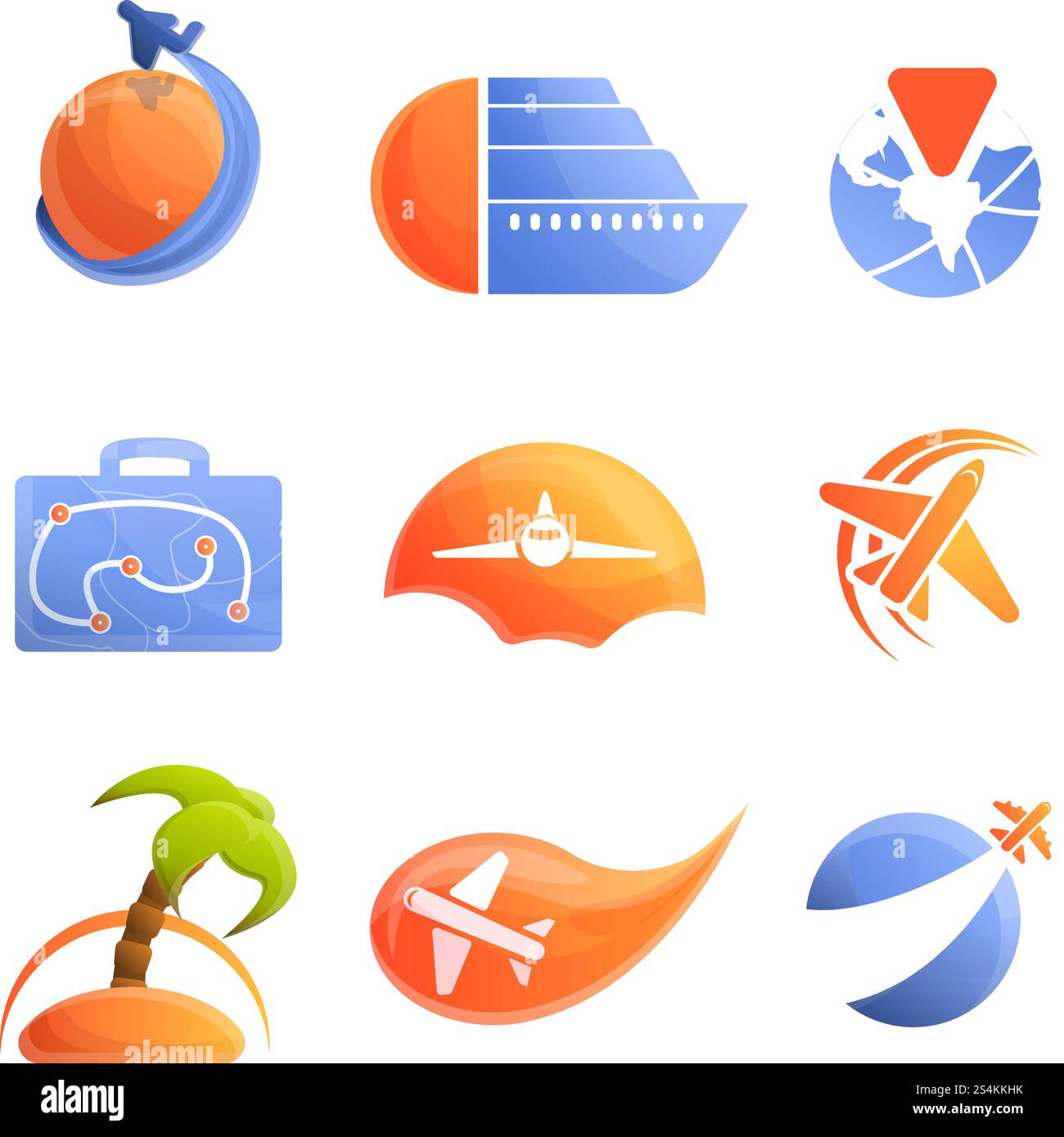 Agency travel logo set. Cartoon set of agency travel vector logo for ...
