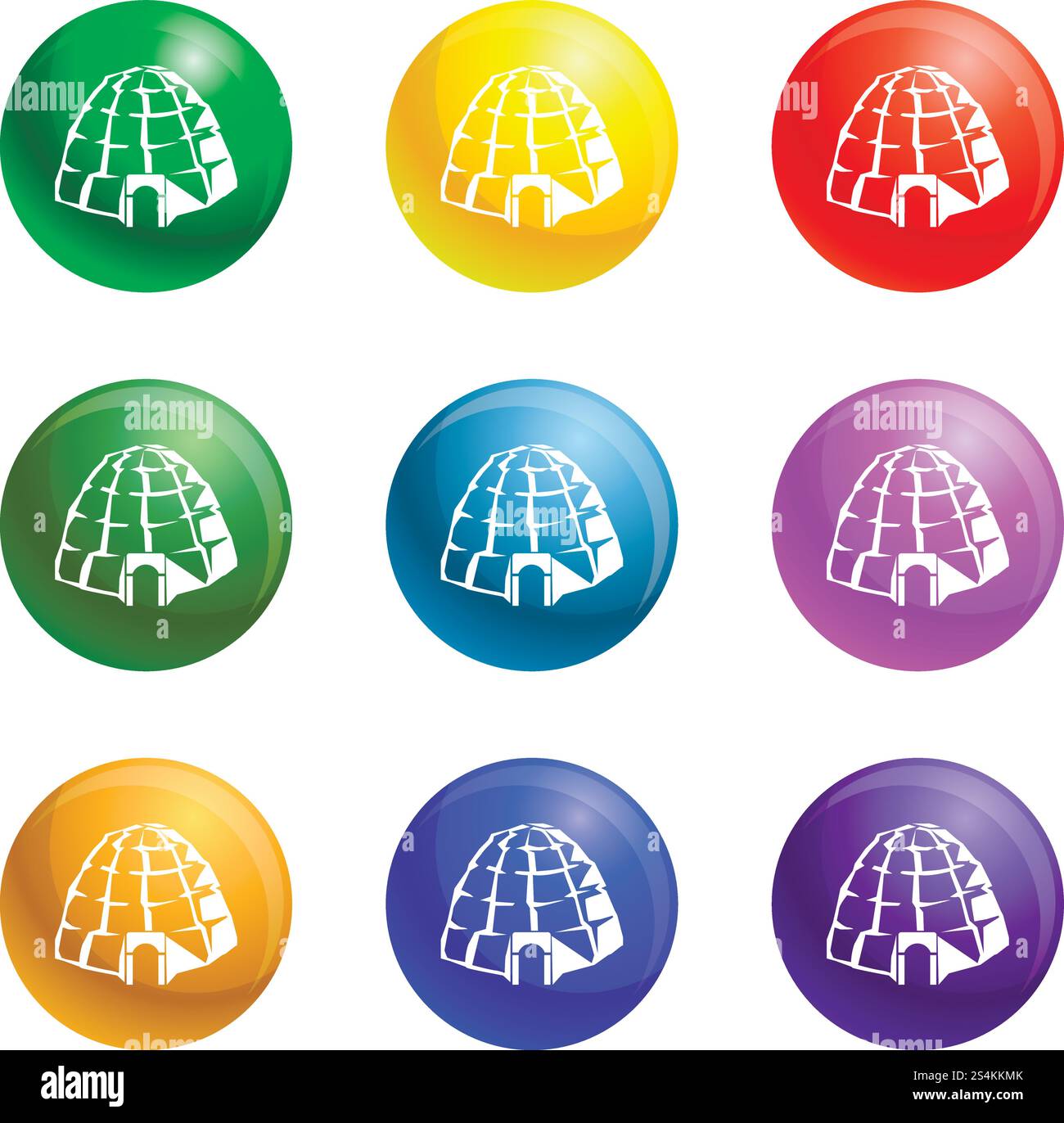 Eskimo igloo icons vector 9 color set isolated on white background for ...