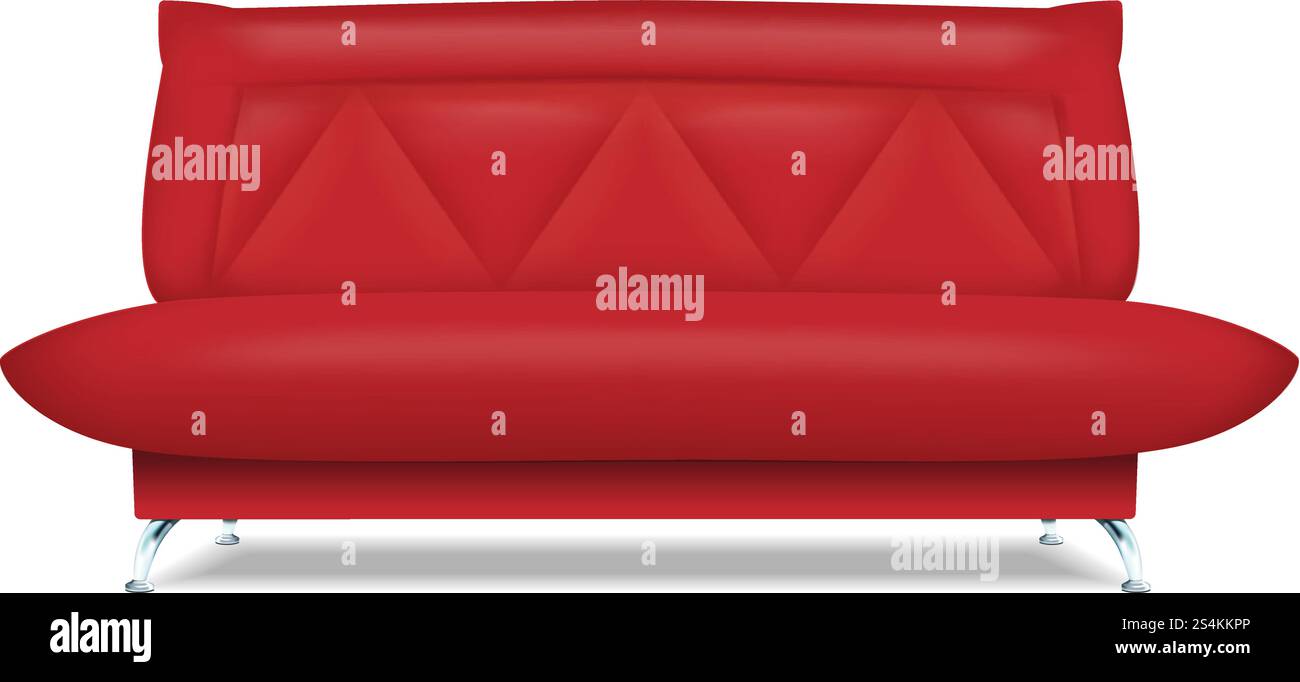 Red leather sofa icon. Realistic illustration of red leather sofa ...