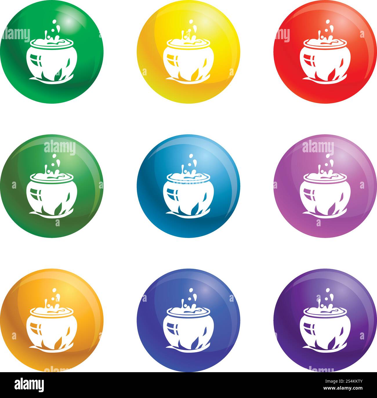 Magic cauldron icons vector 9 color set isolated on white background ...
