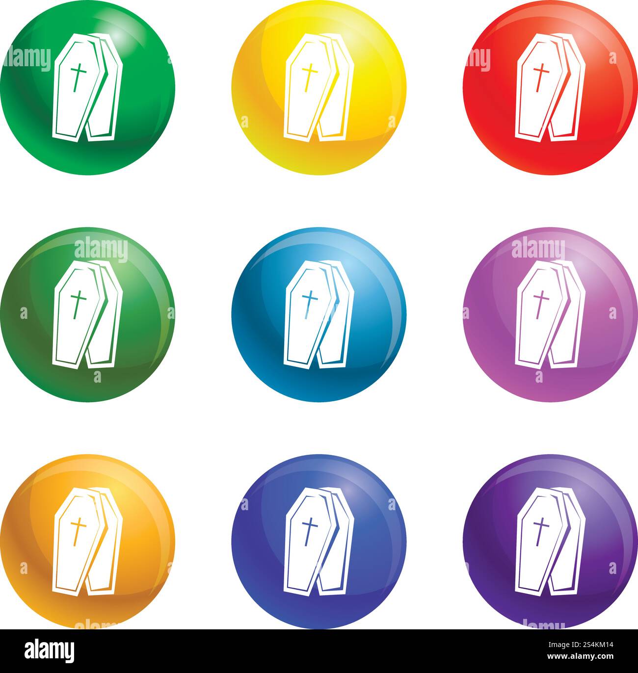 Coffin icons vector 9 color set isolated on white background for any ...