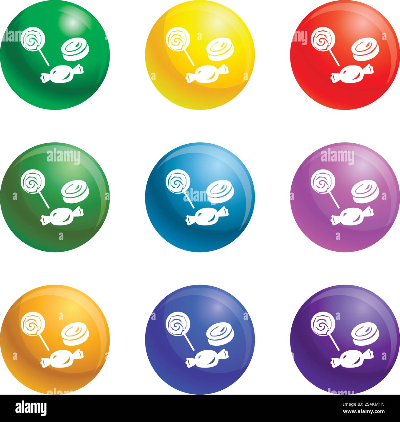 Halloween candy icons vector 9 color set isolated on white background ...