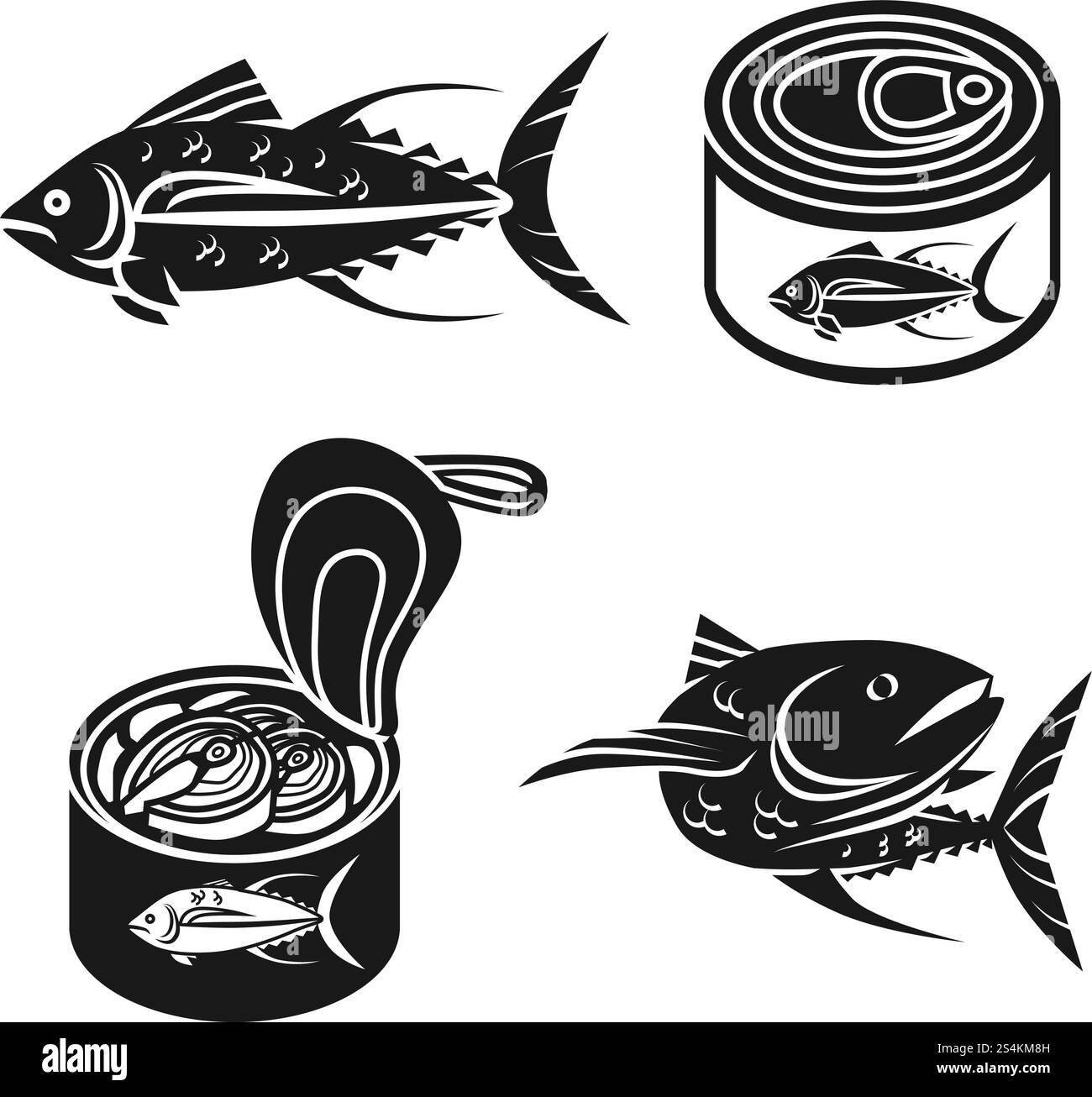Tuna icons set. Simple set of tuna vector icons for web design on white ...