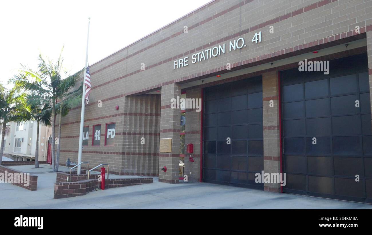 Los Angeles, California USA 12th January 2025 Fire Station No 41 during ...