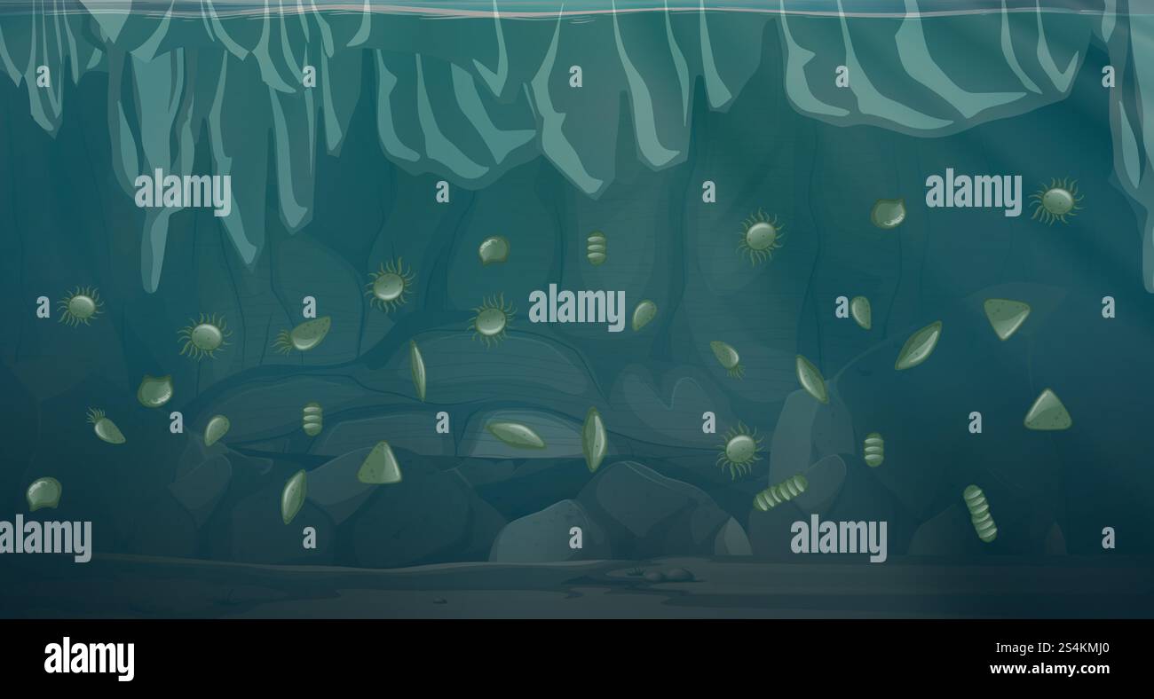 Deep sea environment with glowing marine creatures Stock Photo - Alamy