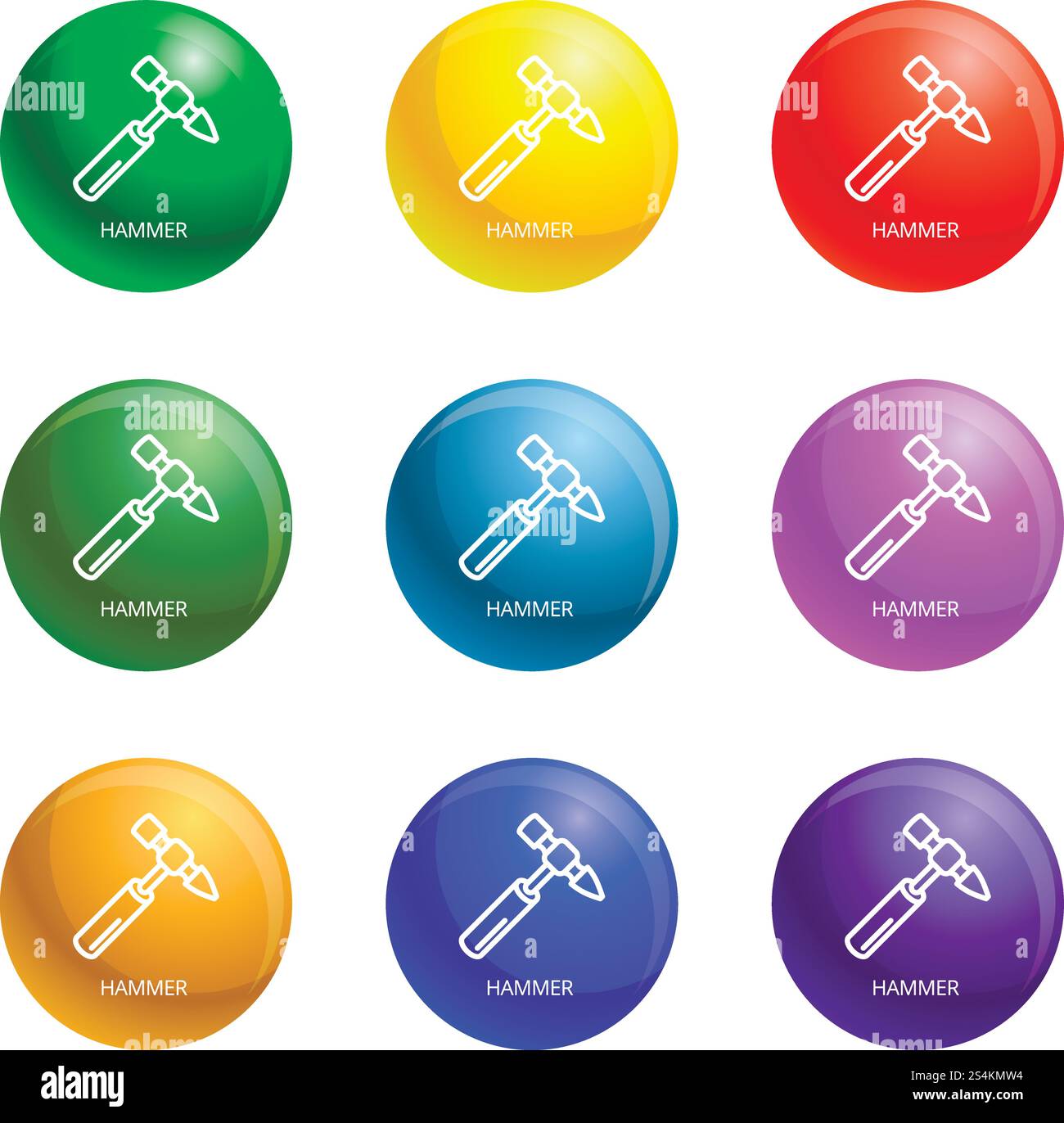 Hammer icons vector 9 color set isolated on white background for any ...