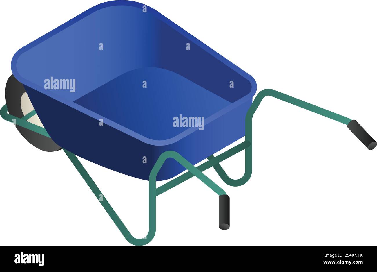 Blue wheelbarrow icon. Isometric of blue wheelbarrow vector icon for ...