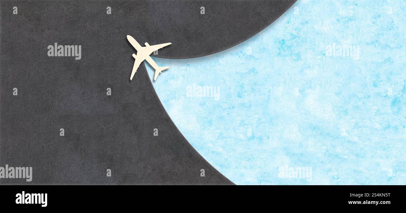 Simple background with airplane in paper cut style. Cutout paper jet on ...