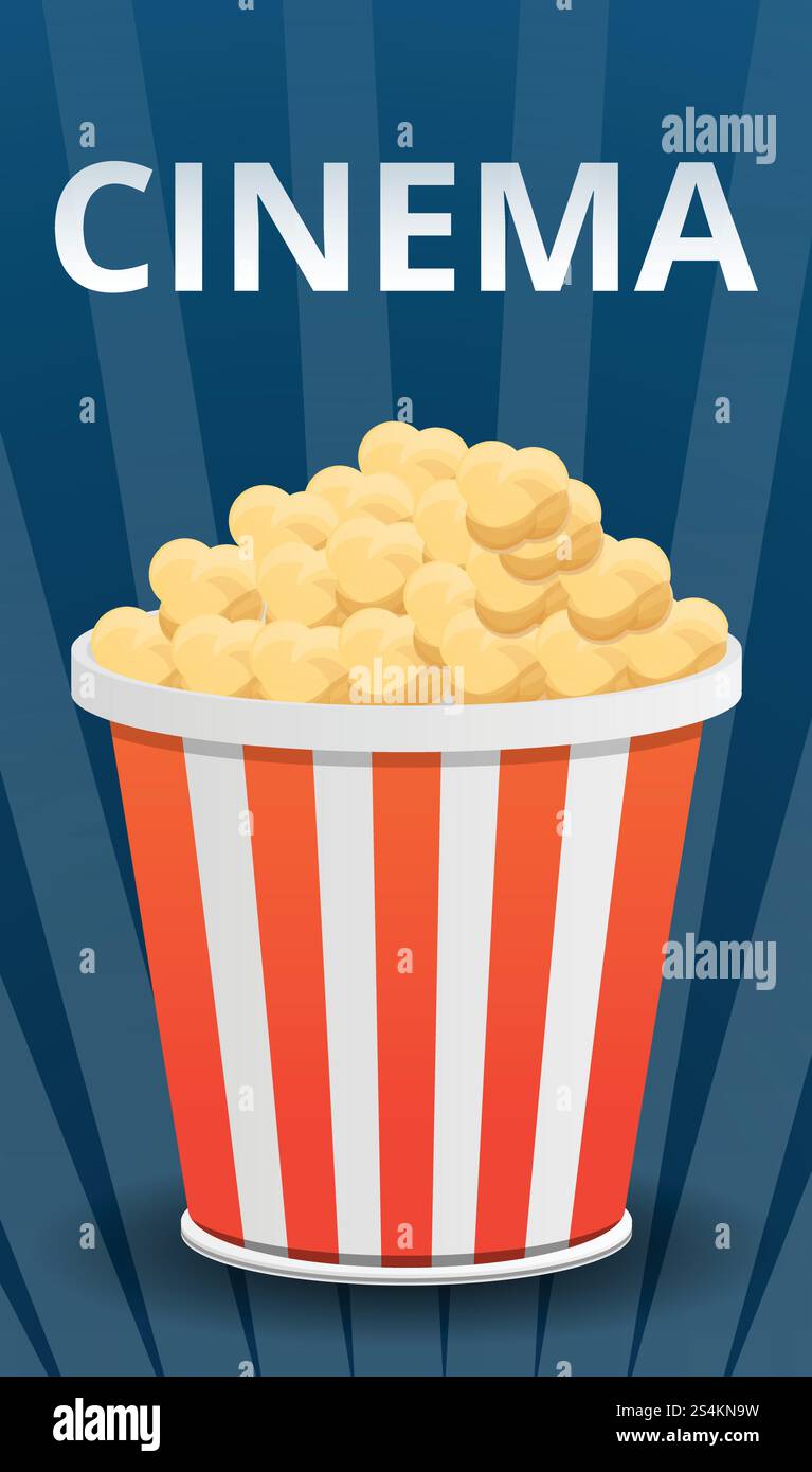 Cinema popcorn concept banner. Cartoon illustration of cinema popcorn ...