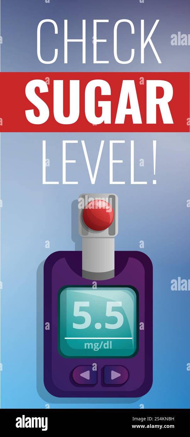 Check sugar level concept banner. Cartoon illustration of check sugar ...