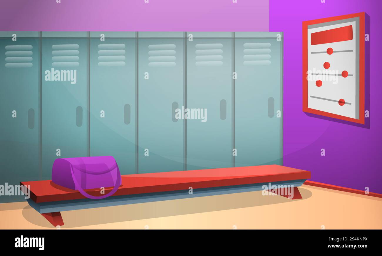 Sport dressing room concept banner. Cartoon illustration of sport ...