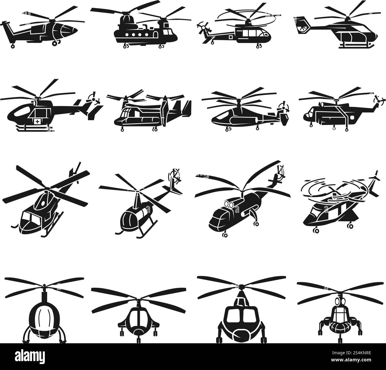 Helicopter icons set. Simple set of helicopter vector icons for web ...
