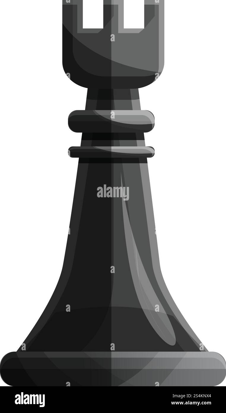Black rook piece icon. Cartoon of black rook piece vector icon for web ...