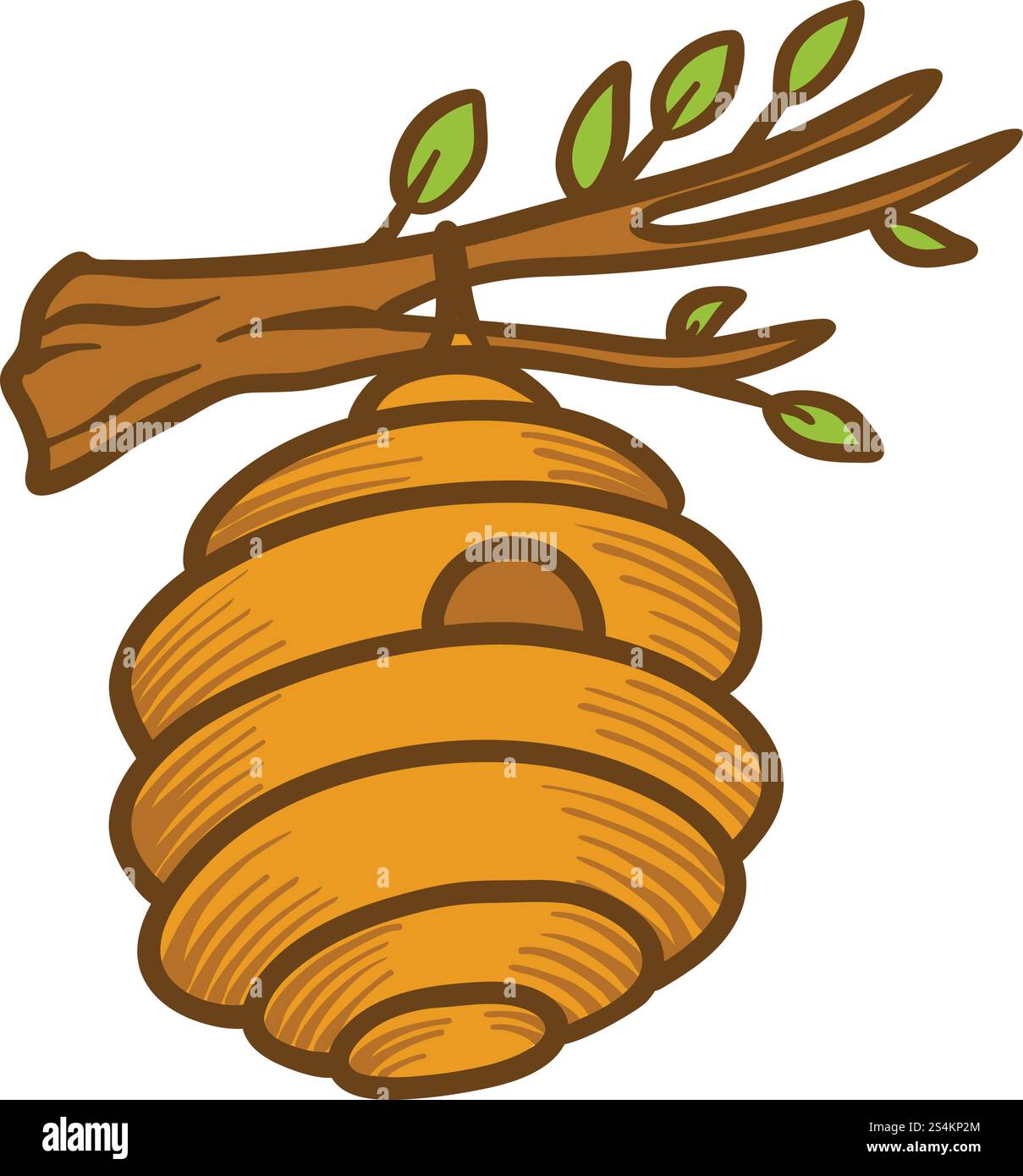 Tree beehive icon. Hand drawn illustration of tree beehive vector icon for web design. Tree ...