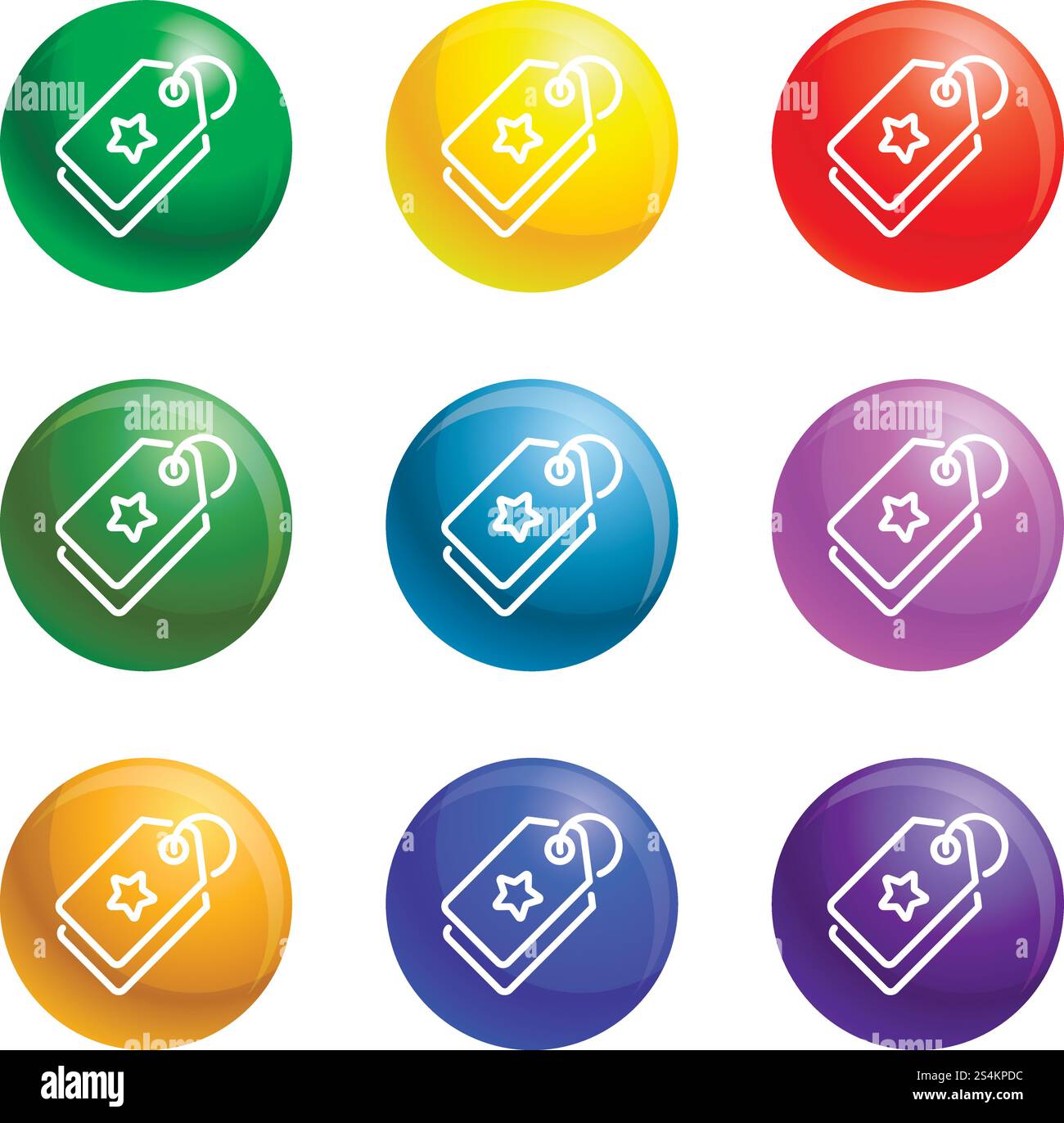 Star brand label icons vector 9 color set isolated on white background ...