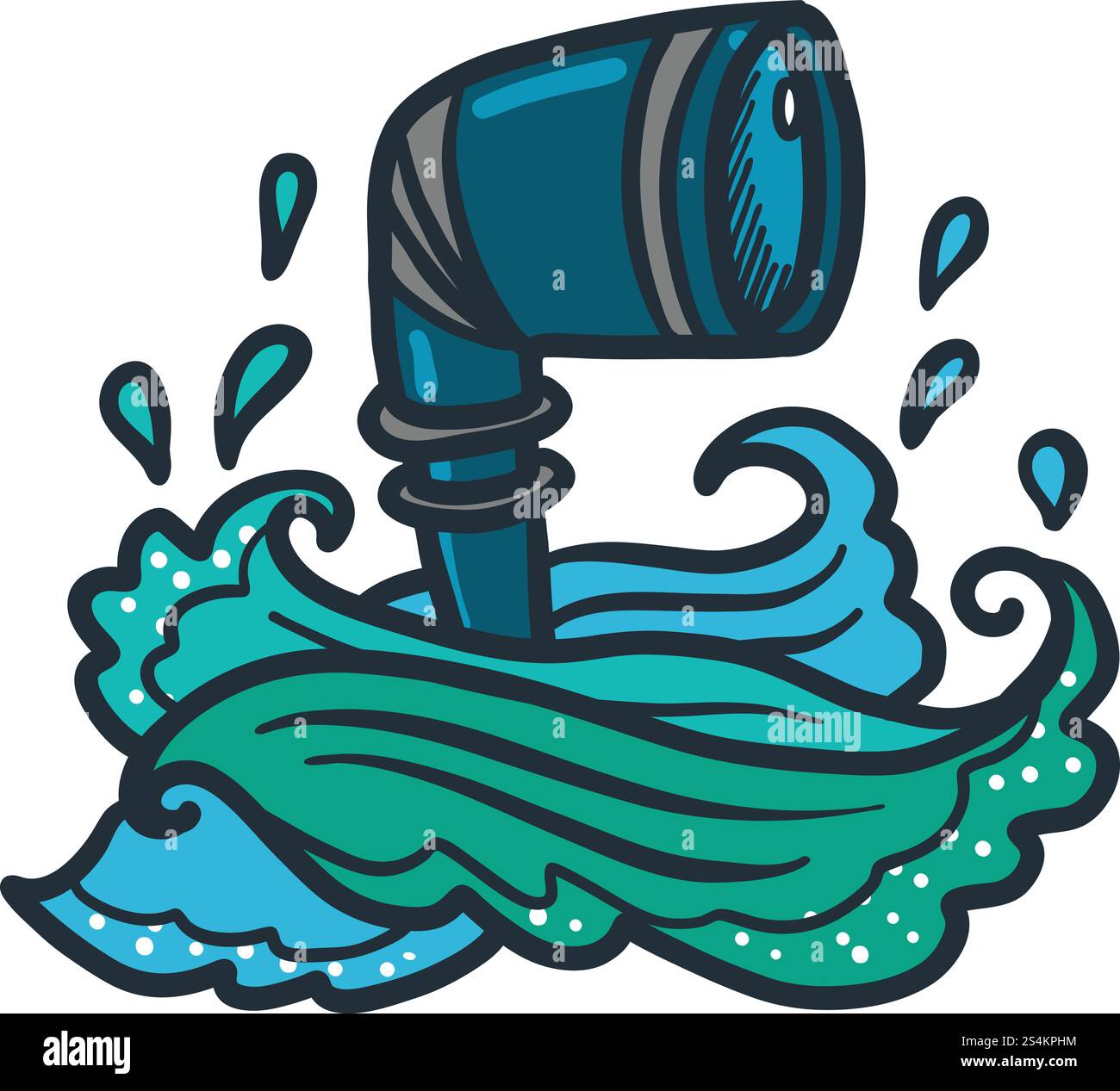 Sea submarine periscope icon. Hand drawn illustration of sea submarine ...