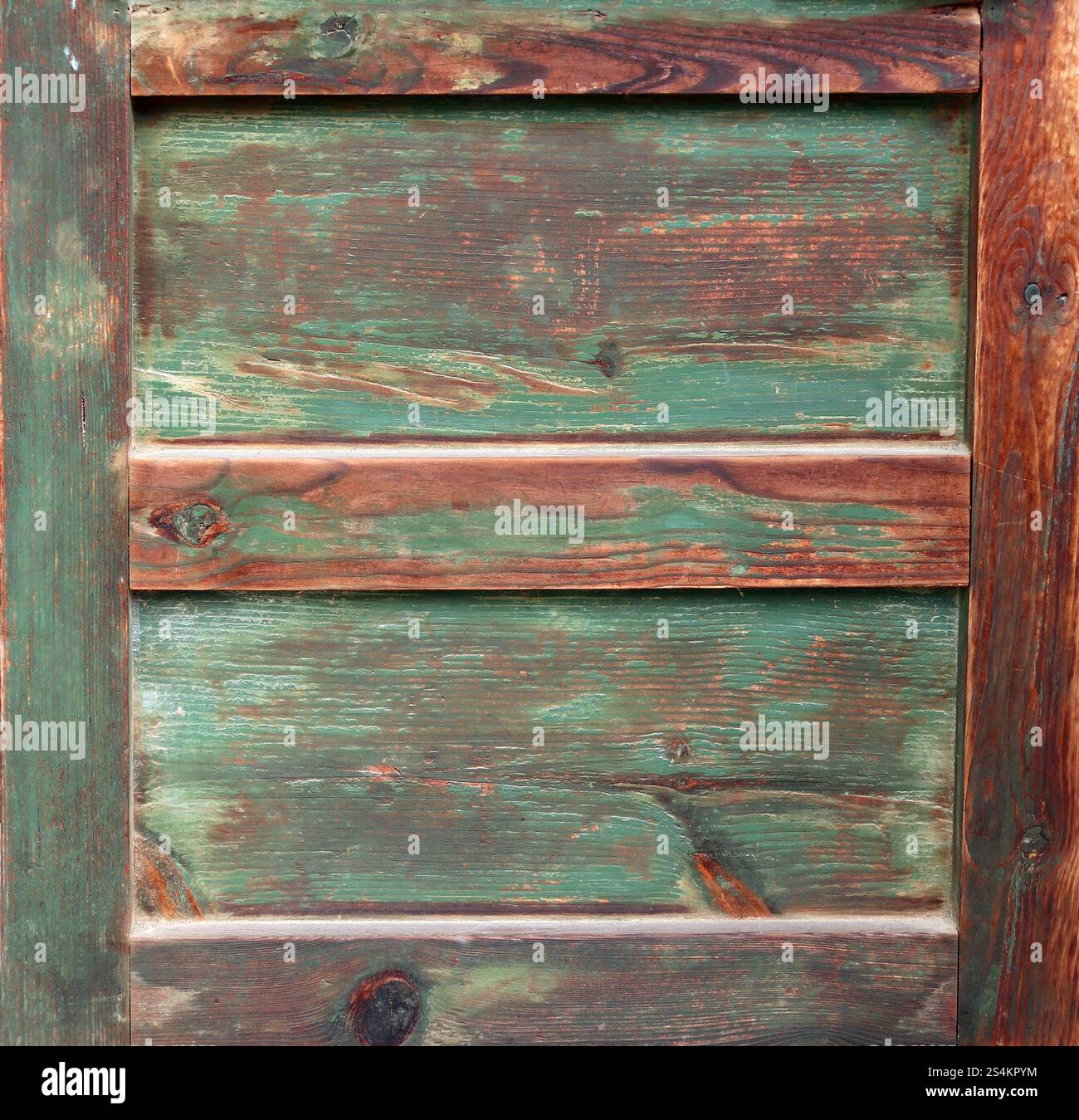 Texture of vintage wood boards with cracked paint of brown and green ...