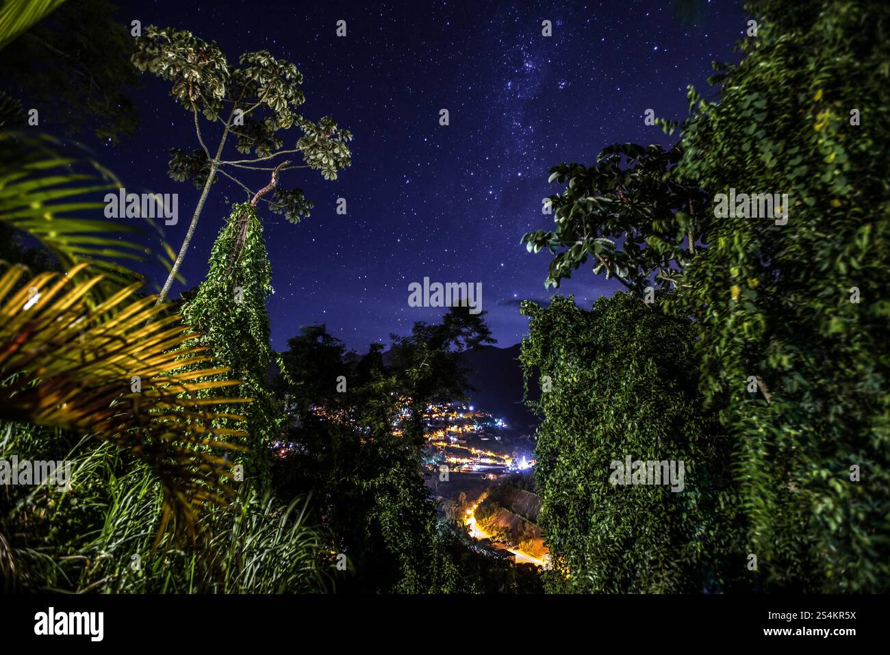Starry Night and Village Lights in Brazil Stock Photo - Alamy