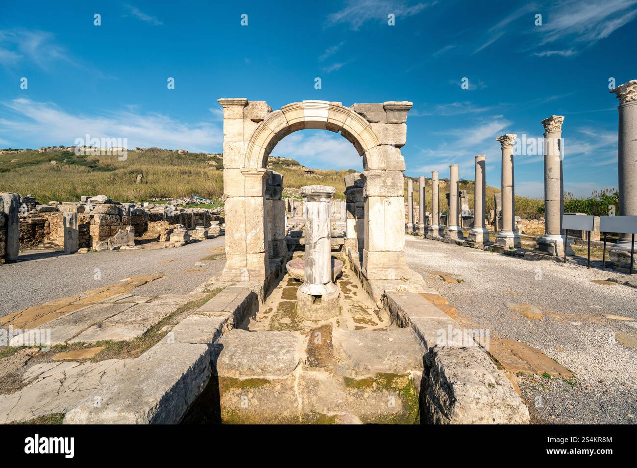 Remains of the columned street in the Perge Ancient City in Antalya ...