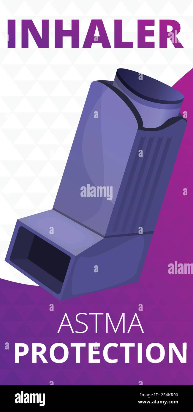 Inhaler protection concept banner. Cartoon illustration of inhaler ...