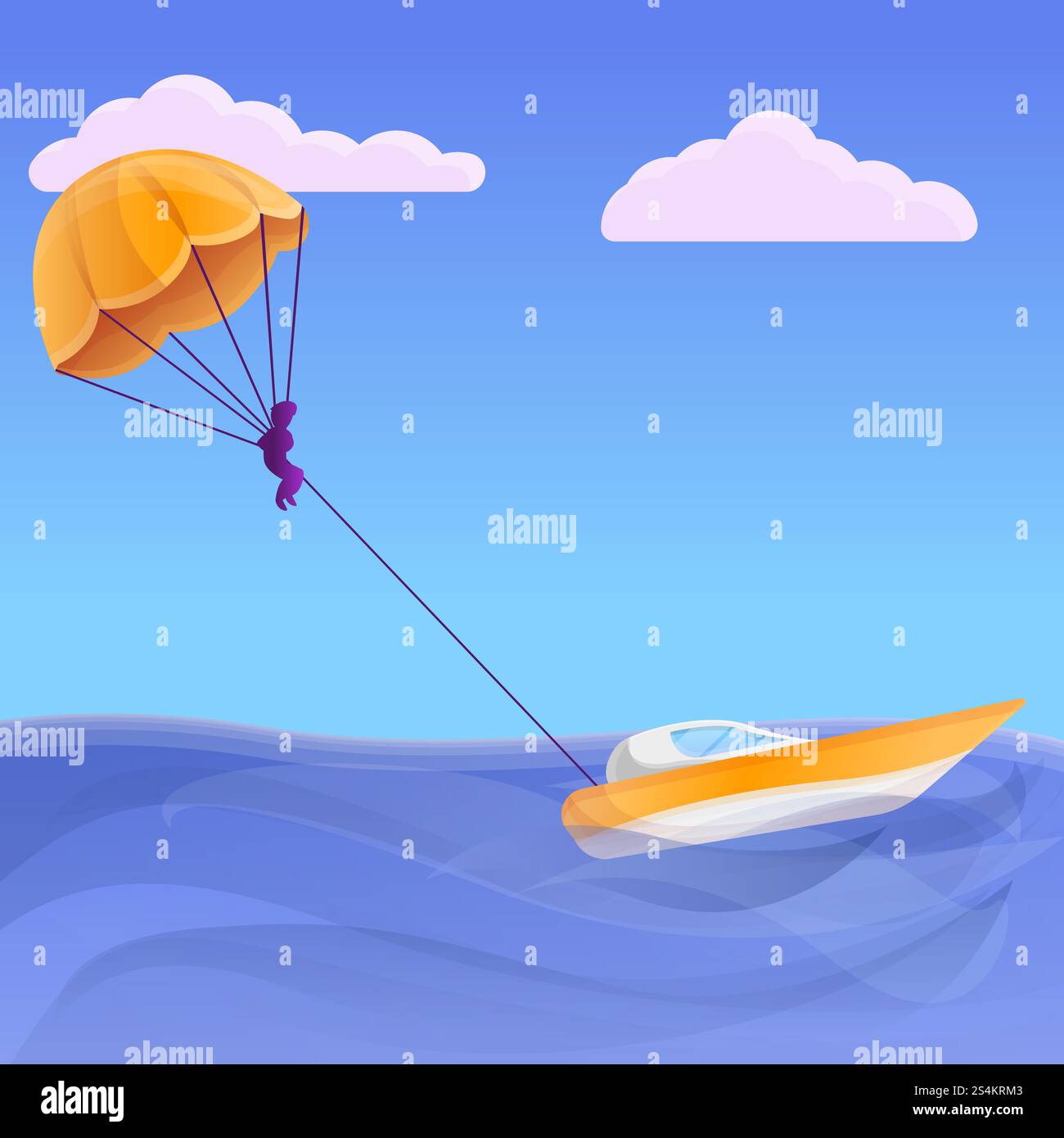 Parasailing concept banner. Cartoon illustration of parasailing vector ...