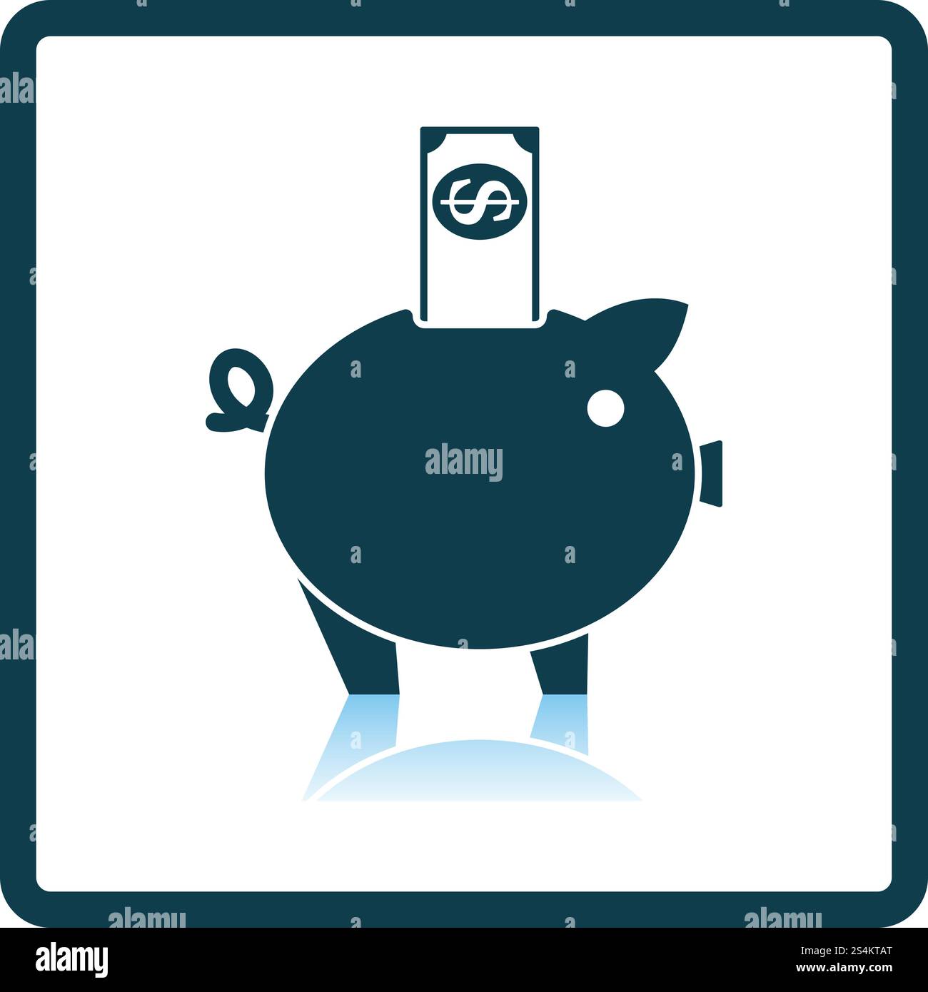 Piggy Bank Icon. Square Shadow Reflection Design. Vector Illustration ...