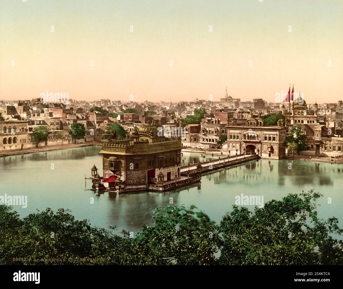 Vintage photolithograph color print of the Golden Temple in Amritsar ...