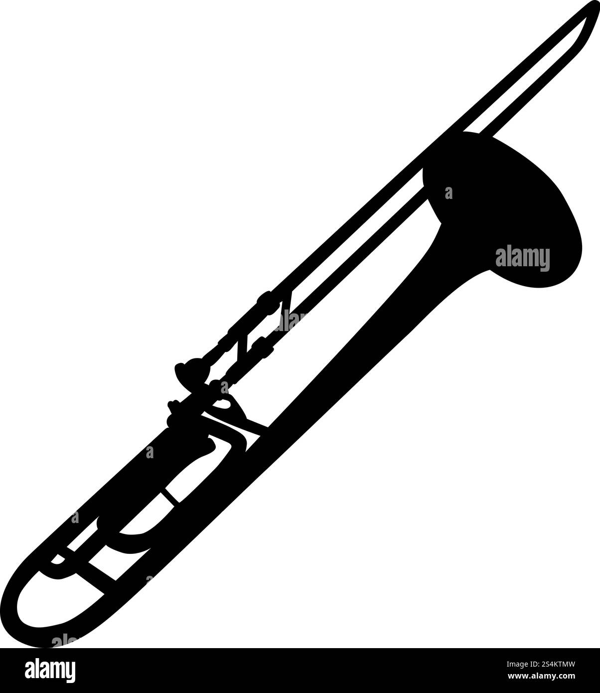 Trombone Wind Musical Instrument Silhouette. Vector Illustration Stock ...