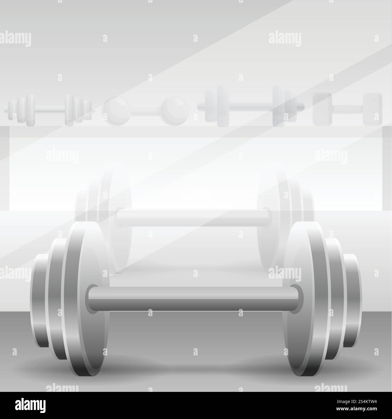 Metal dumbbell concept background. Cartoon illustration of metal ...