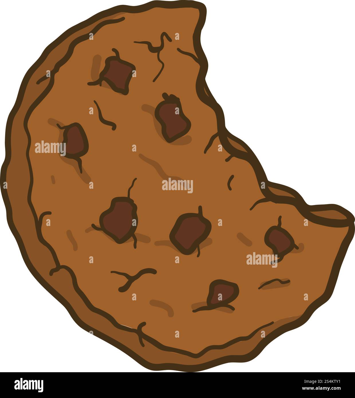 Bitten choco cookie icon. Hand drawn illustration of bitten choco ...