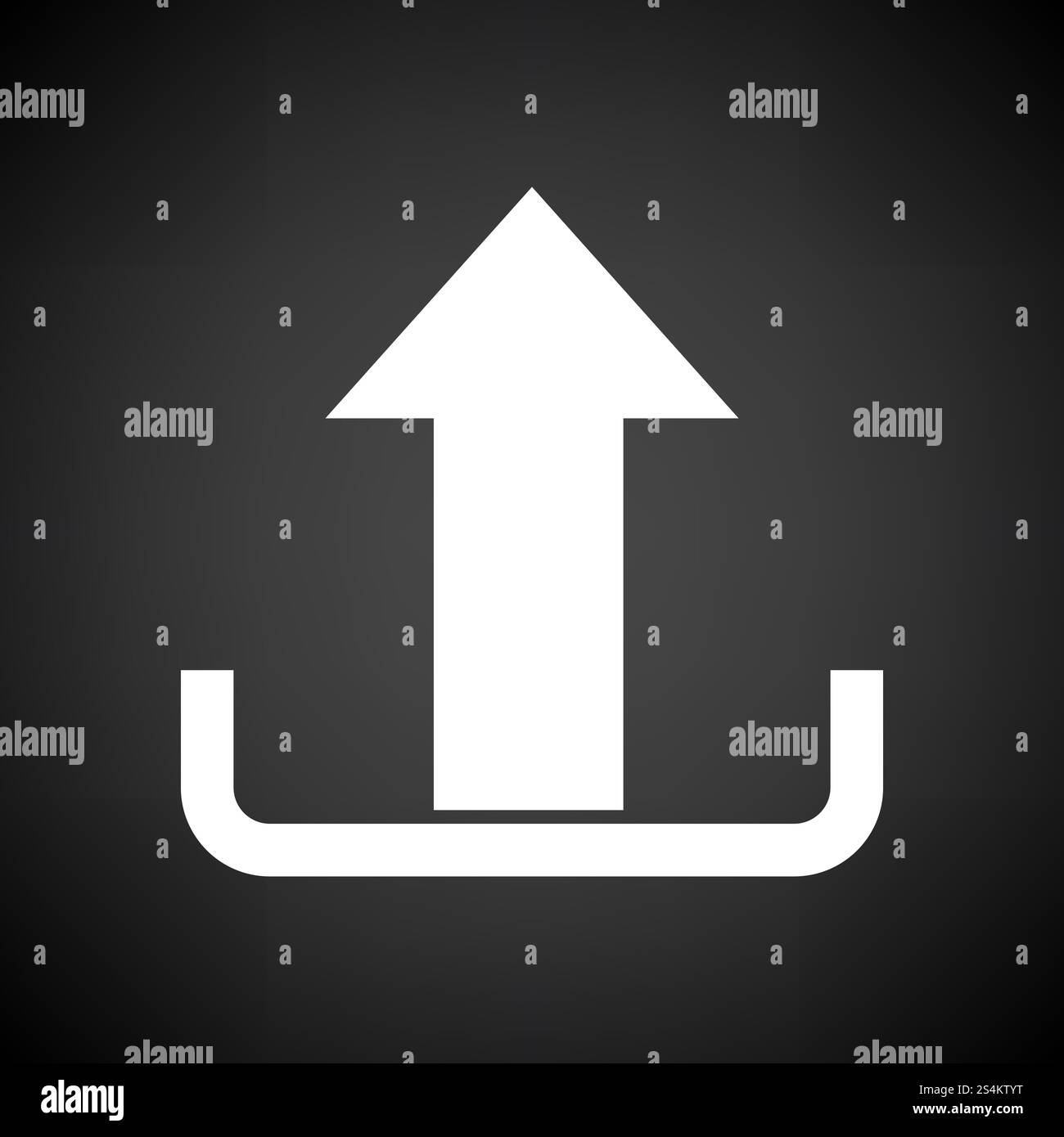Upload Icon. White on Black Background. Vector Illustration Stock ...