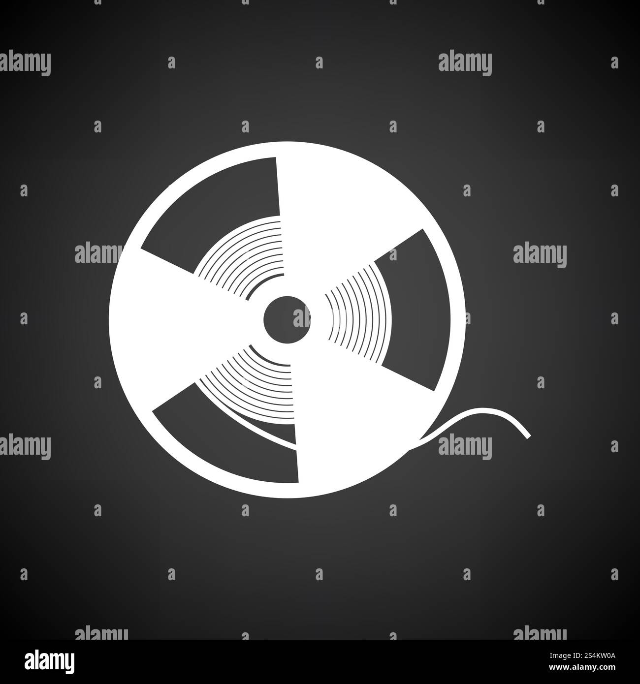Reel Tape Icon. White on Black Background. Vector Illustration Stock ...