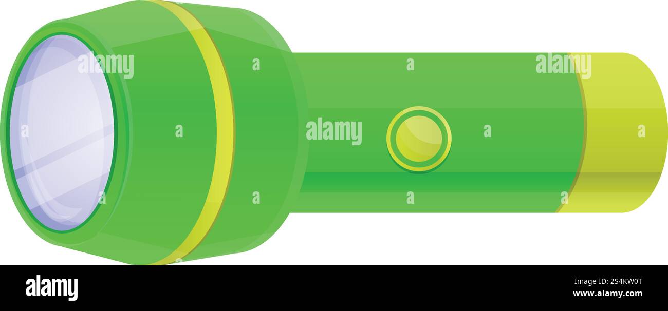 Green flashlight icon. Cartoon of green flashlight vector icon for web ...