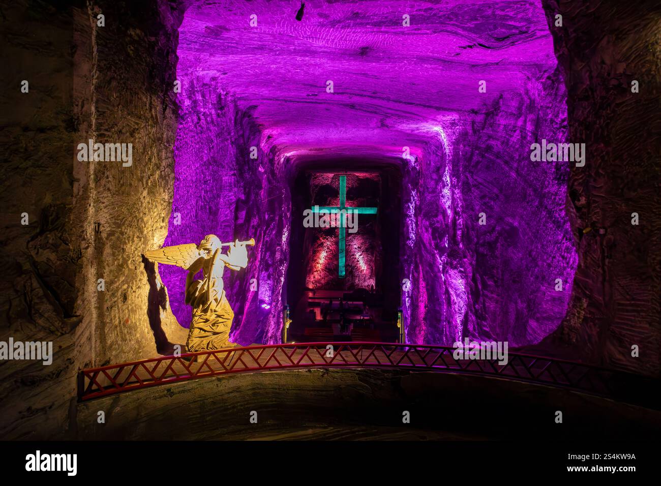 Illuminated cross representing stations of the cross, illustrate the ...